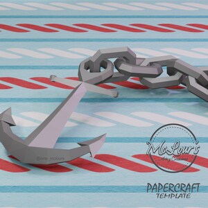 3D Anchor/ Marine Anchor/ Diy Craft/ Template PDF STUDIO SVG/ Low Poly ...