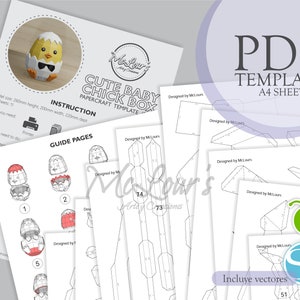 Cute Baby Chick Box/ Diy Craft/ Template PDF STUDIO SVG/ Low Poly ...