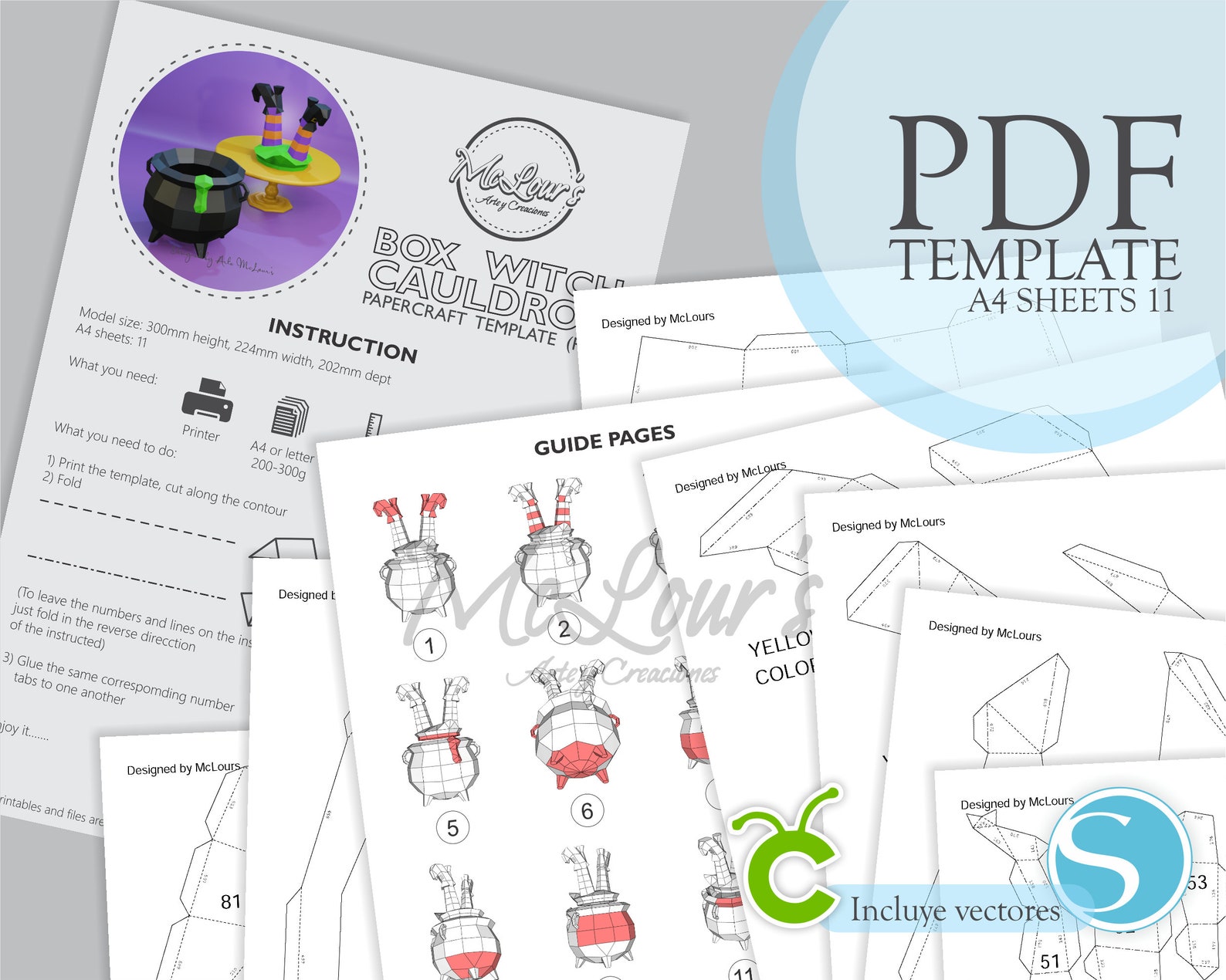 Witch Cauldron Box/ Halloween/ Diy Craft/ Template PDF STUDIO - Etsy