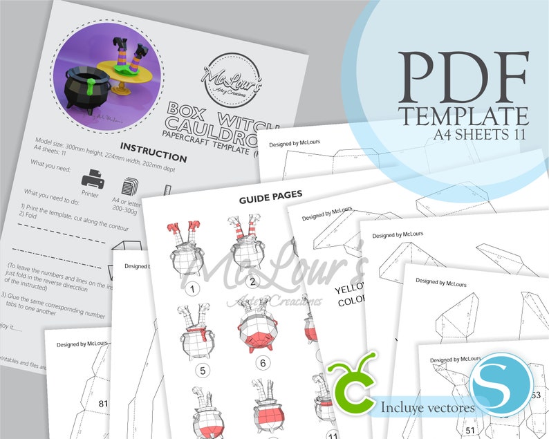 Witch Cauldron Box/ Halloween/ Diy Craft/ Template PDF STUDIO - Etsy