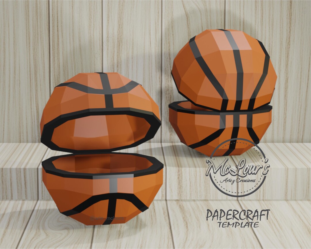 Ball Box Basketball/ Diy Craft/ Template PDF STUDIO SVG/ Low Poly ...