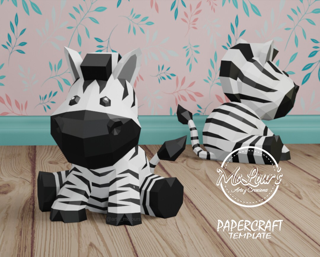 Sitting Zebra/ Diy Craft/ Template PDF STUDIO SVG/ Low Poly/ Papercraft ...