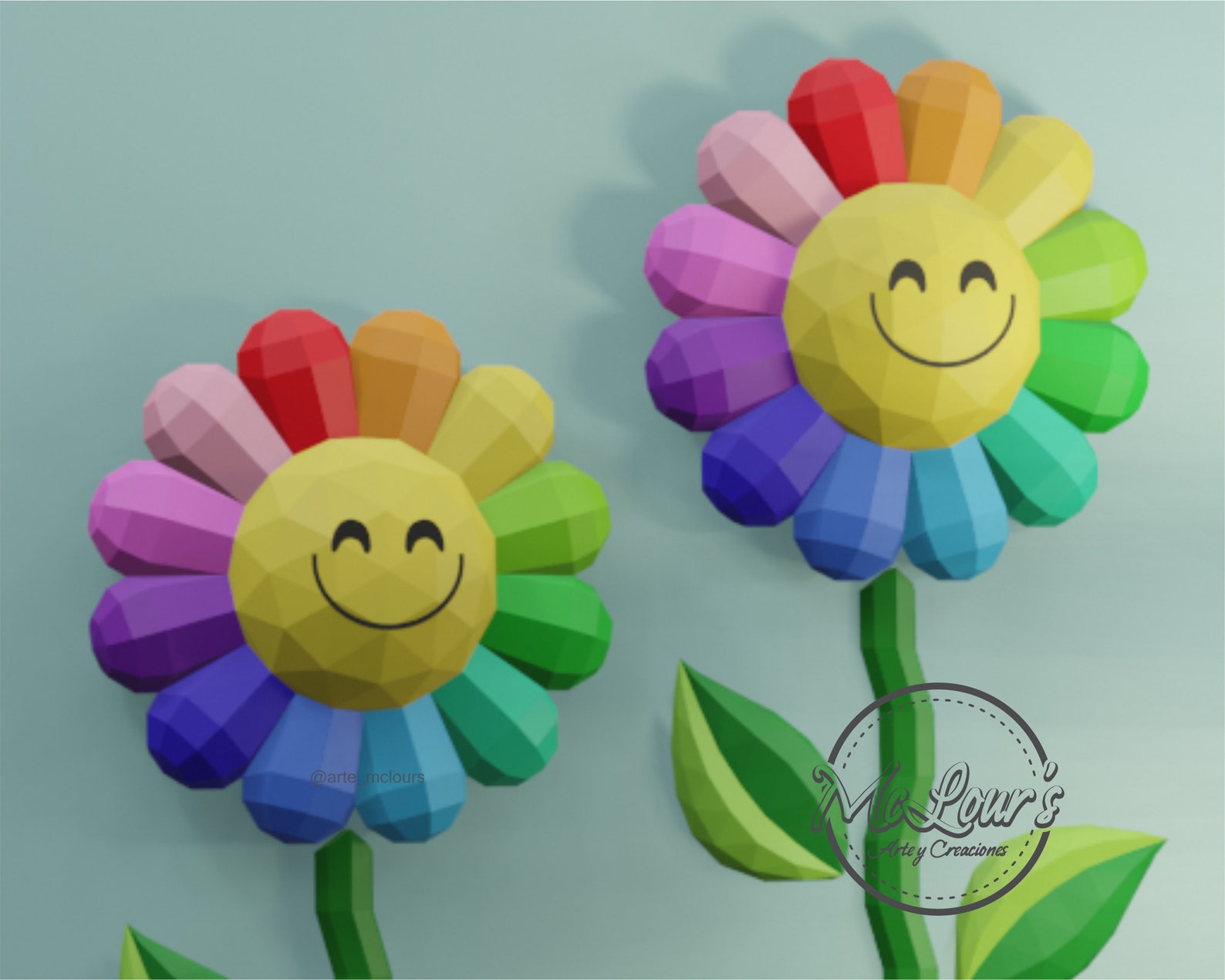 Rainbow Flower/ Rainbow Flower/ Diy Craft/ Template PDF STUDIO | Etsy