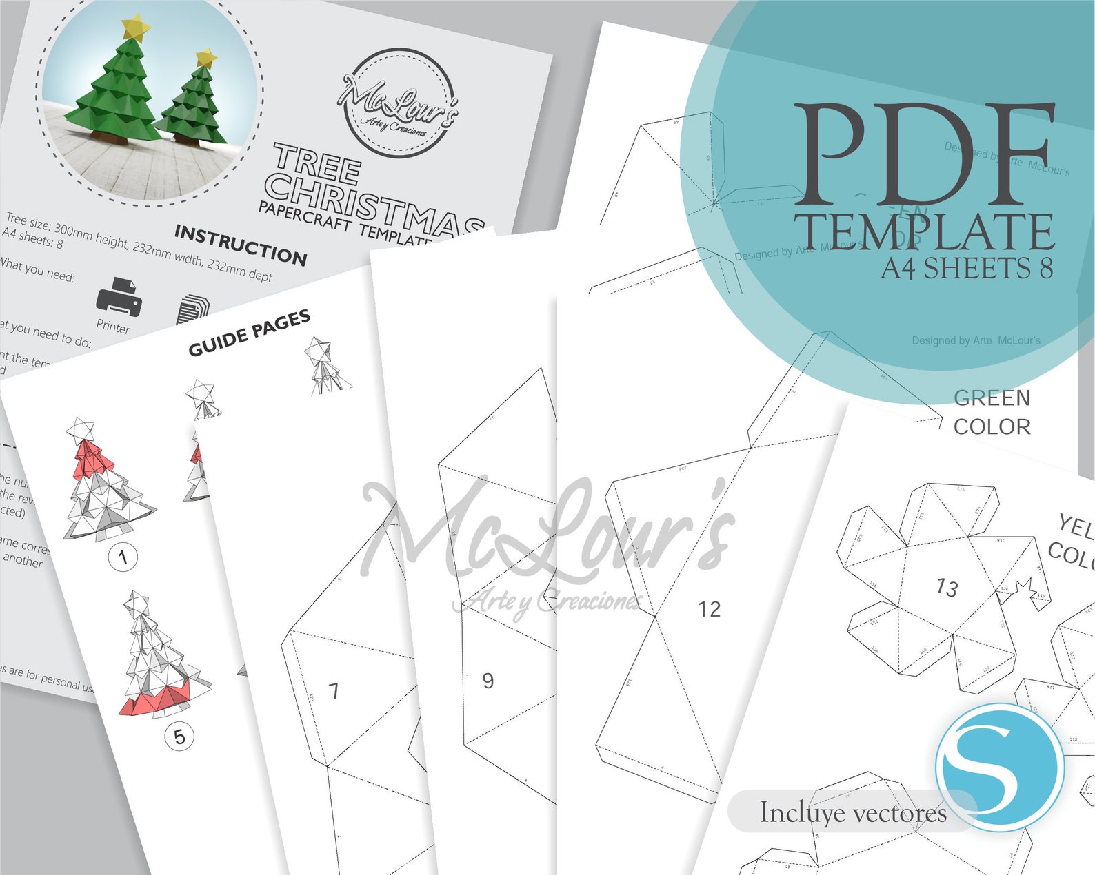 Christmas Tree Arbol de Navidad Template PDF DXF Low Poly | Etsy