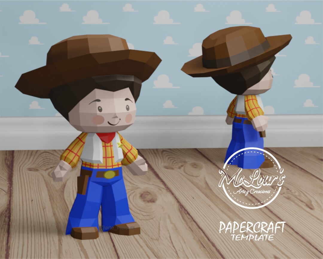 Cowboy Papercraft/ Diy Craft/ Template PDF STUDIO SVG/ Low Poly ...