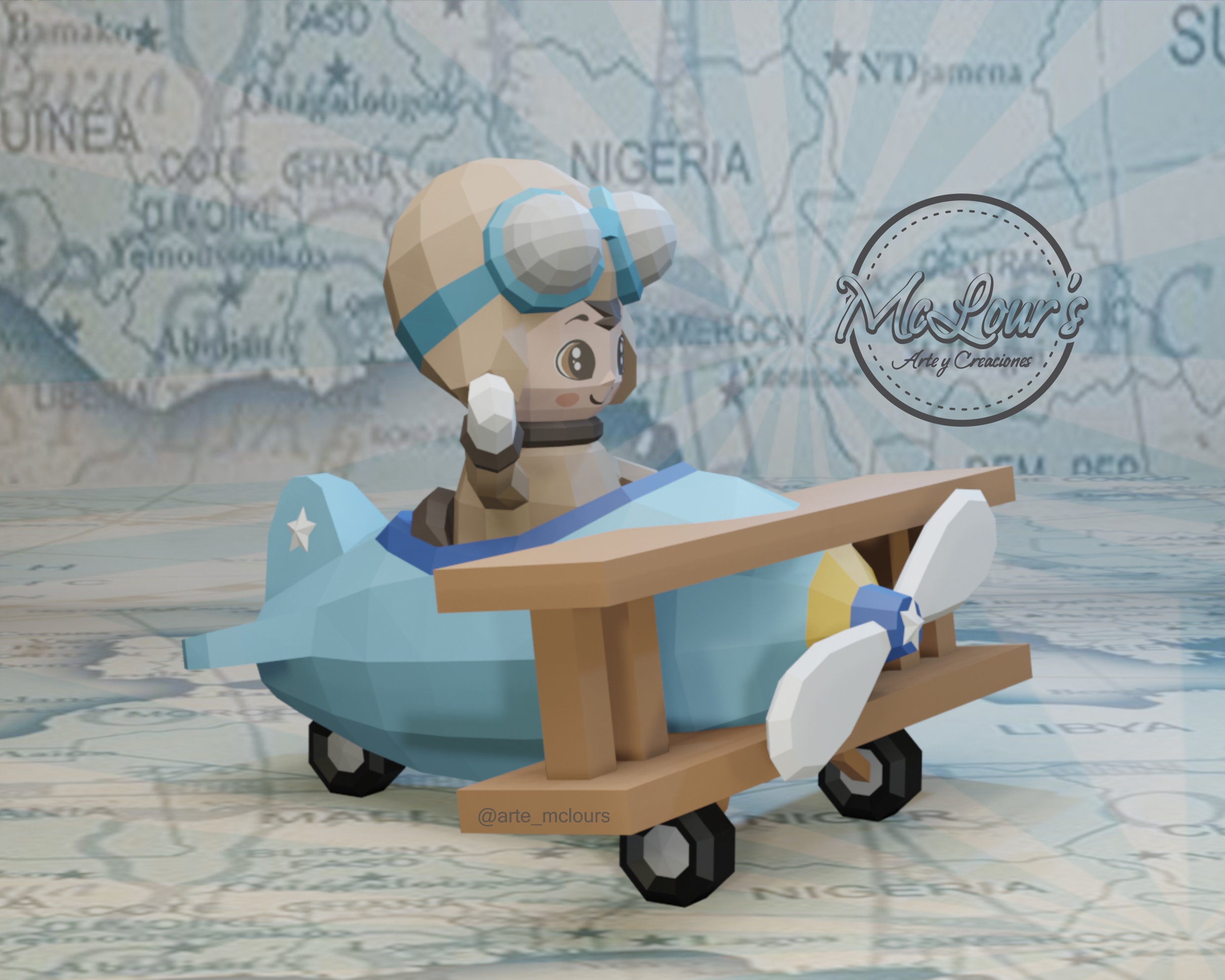 Cute Aviator/ Diy Craft/ Template PDF STUDIO SVG/ Low Poly/ - Etsy