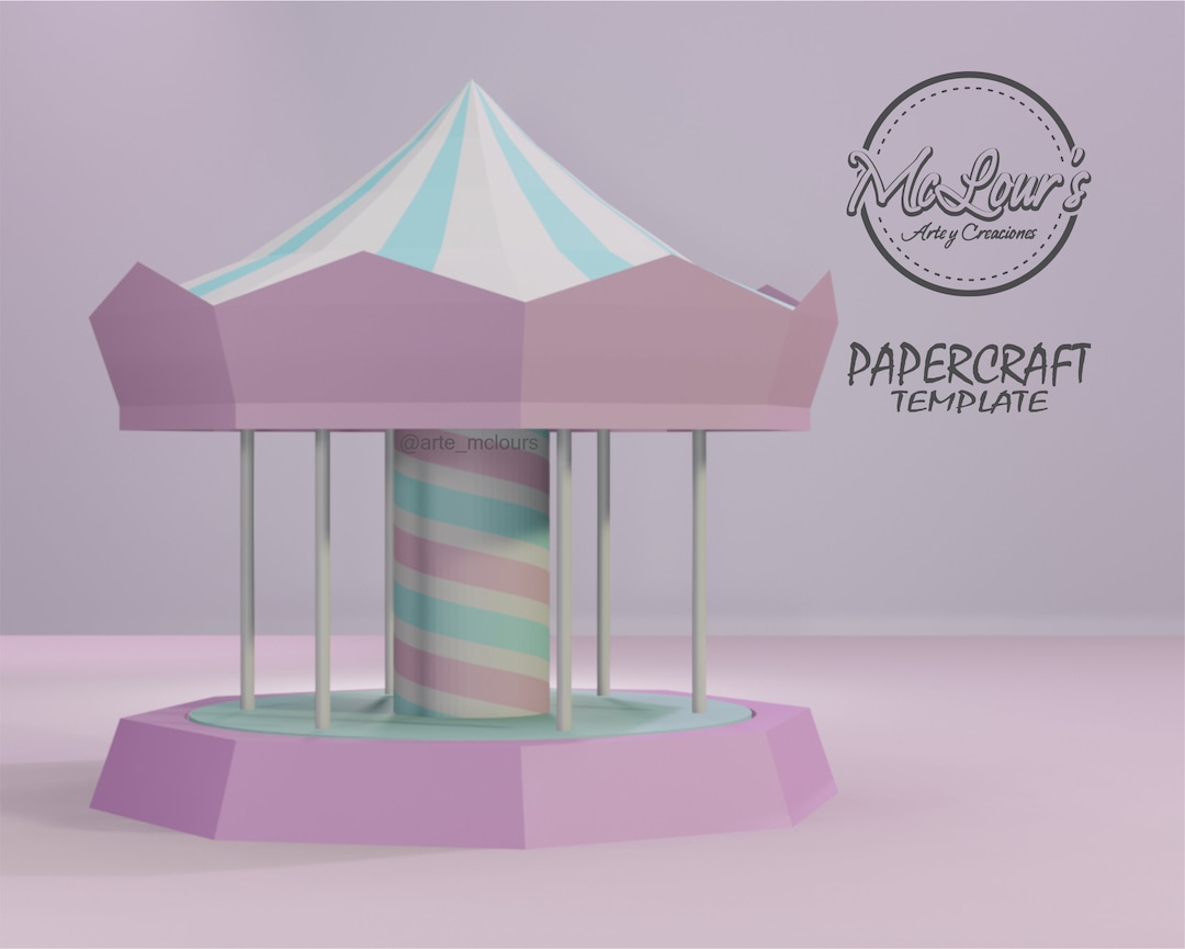 3D Carousel/ DIY Craft/ Template STUDIO/ SVG/ Low Poly/ Papercraft ...