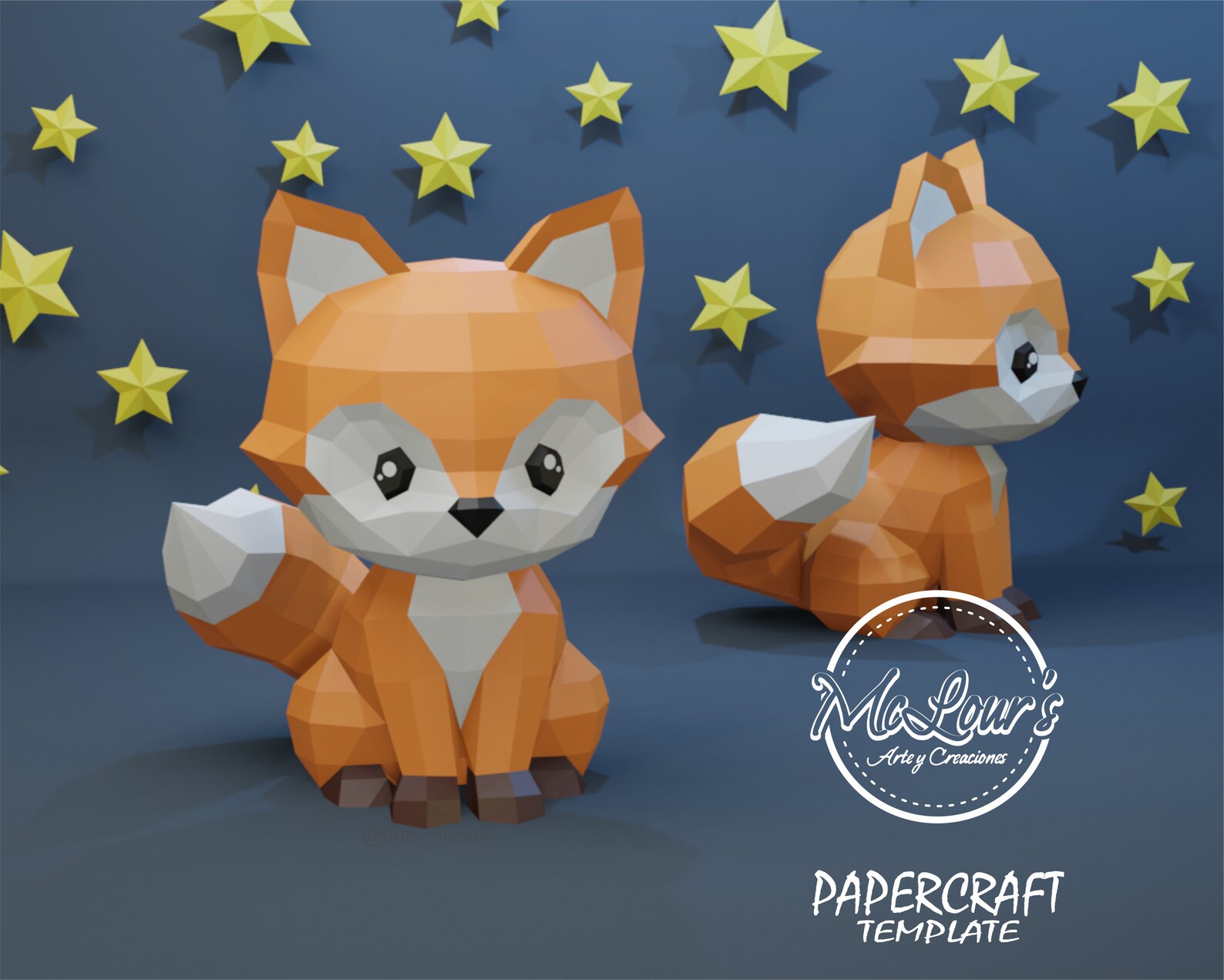 Cute Little Fox/ Diy Craft/ Template PDF STUDIO SVG/ Low Poly/ - Etsy
