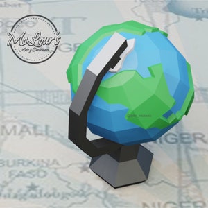 Earth Globe/ DIY Craft/ Globo Terrestre/ Template PDF Studio SVG/ Low ...