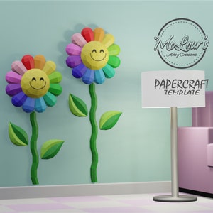 Rainbow Flower/ Rainbow Flower/ Diy Craft/ Template PDF STUDIO SVG/ Low ...