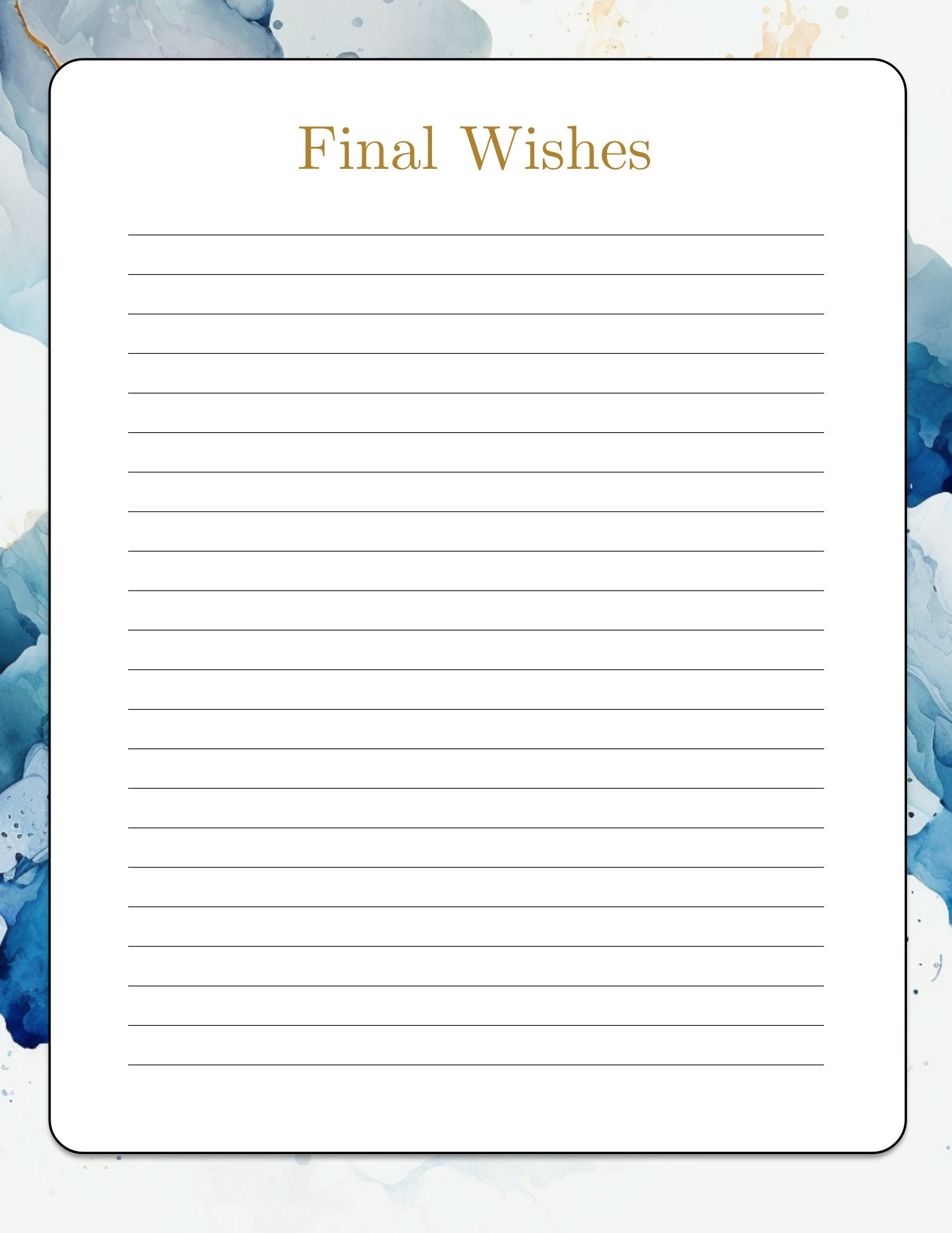 End of Life Planner Printable Final Preparations Emergency Funeral ...