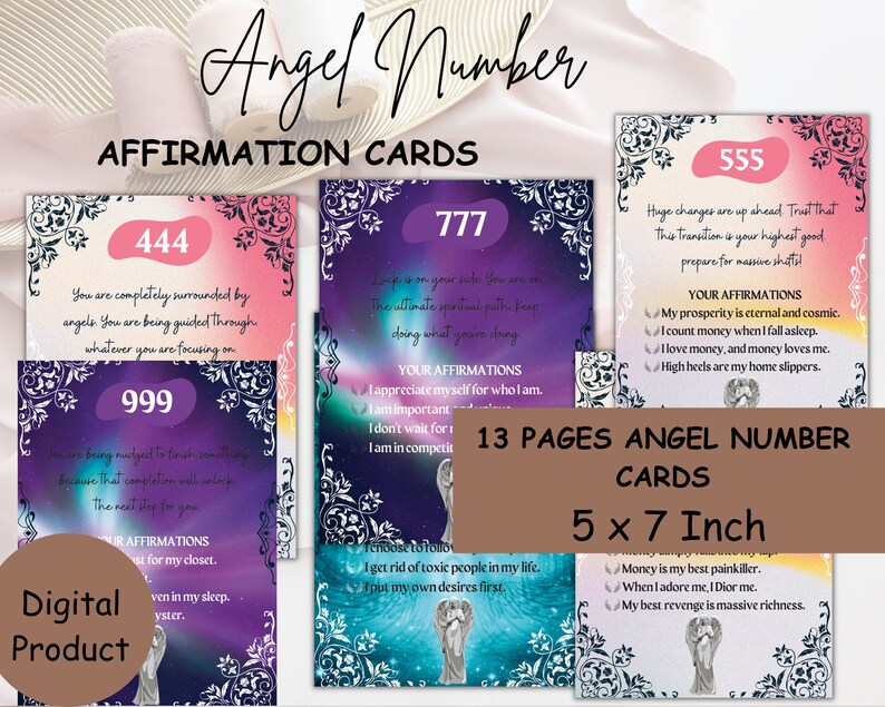 Angel Number Affirmation Cards Printable Angel Number Cards ...