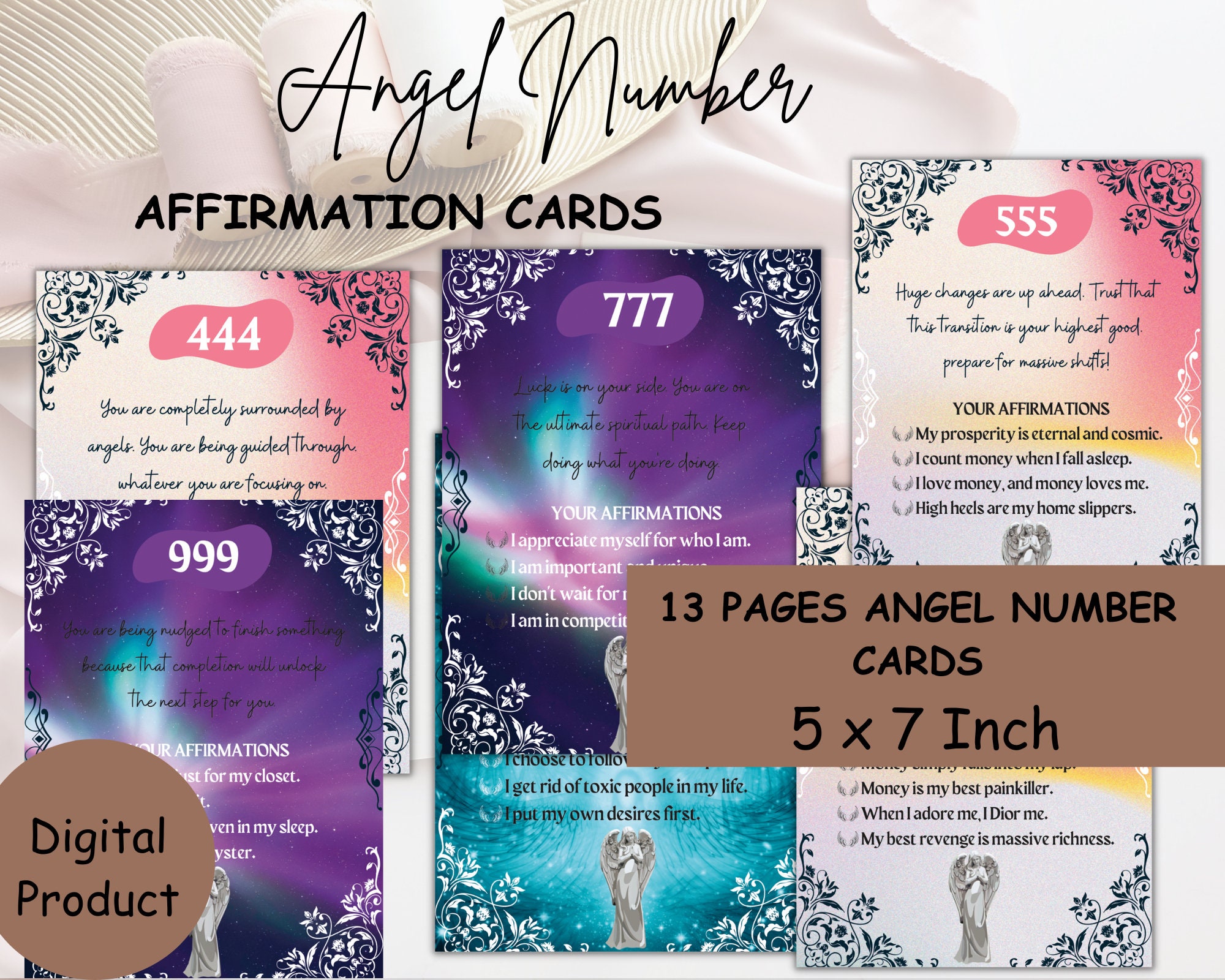 Angel Number Affirmation Cards Printable Angel Number Cards ...