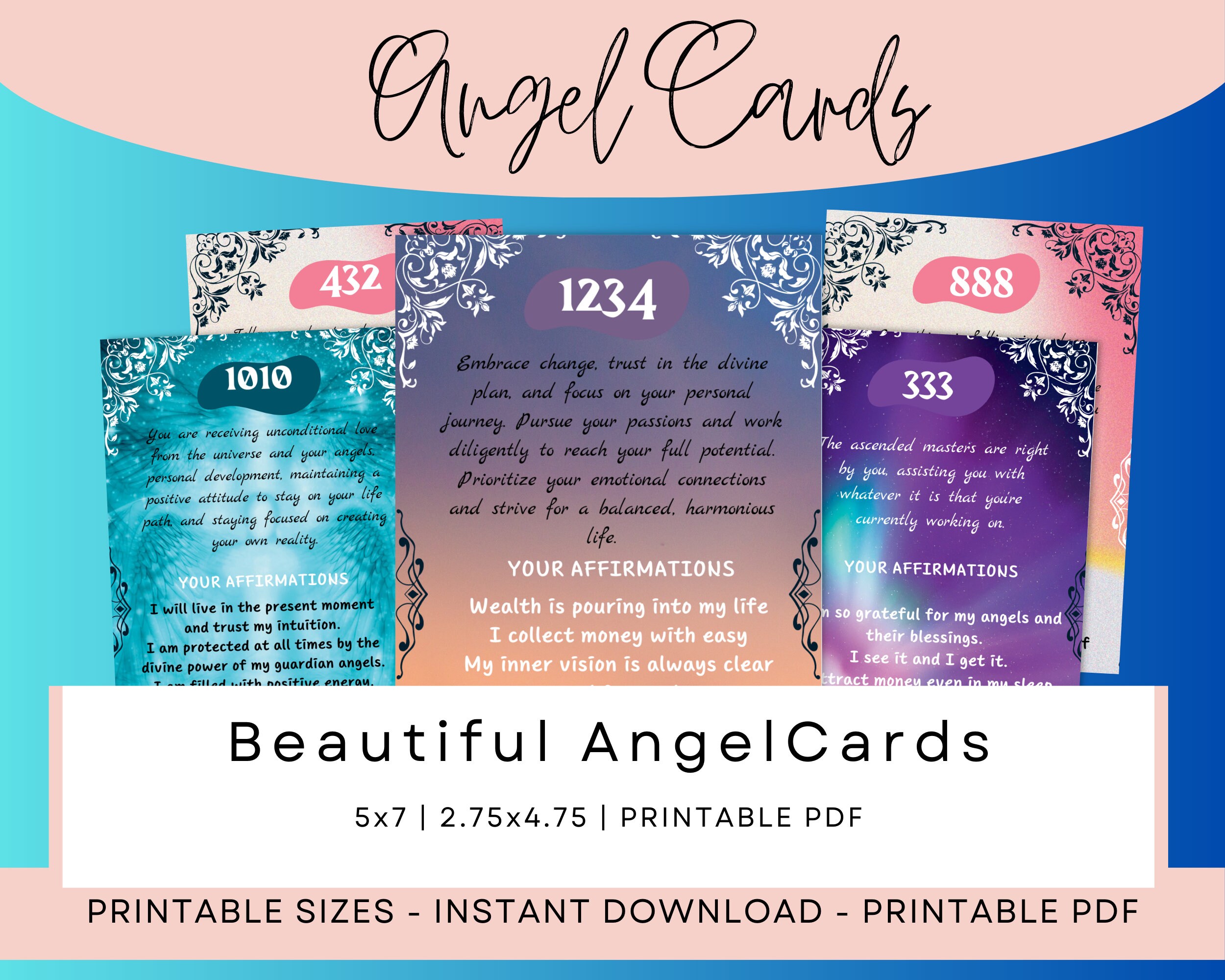 Angel Number Affirmation Cards Printable Angel Number Cards ...