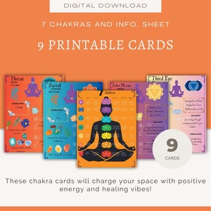 Chakra Cheat Sheet Cards, 7 Chakras Chart Guide, Printable Chakra Poster, Seven Chakras ...