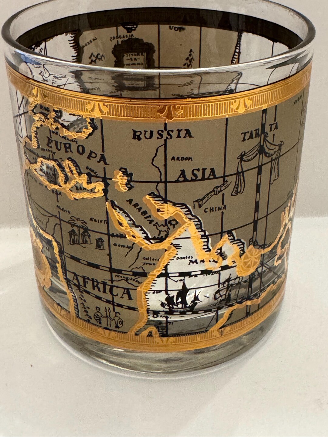 Vintage Cera Maps Collection Old Fashioned Glass - Etsy