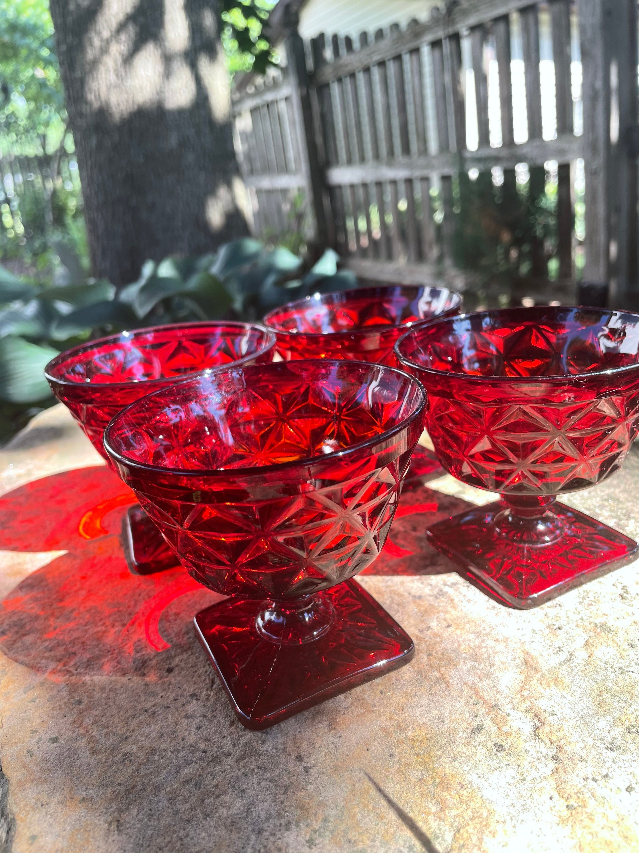 Vintage 1960’s Imperial Glass Red Diamond Pattern Footed Dessert - Etsy