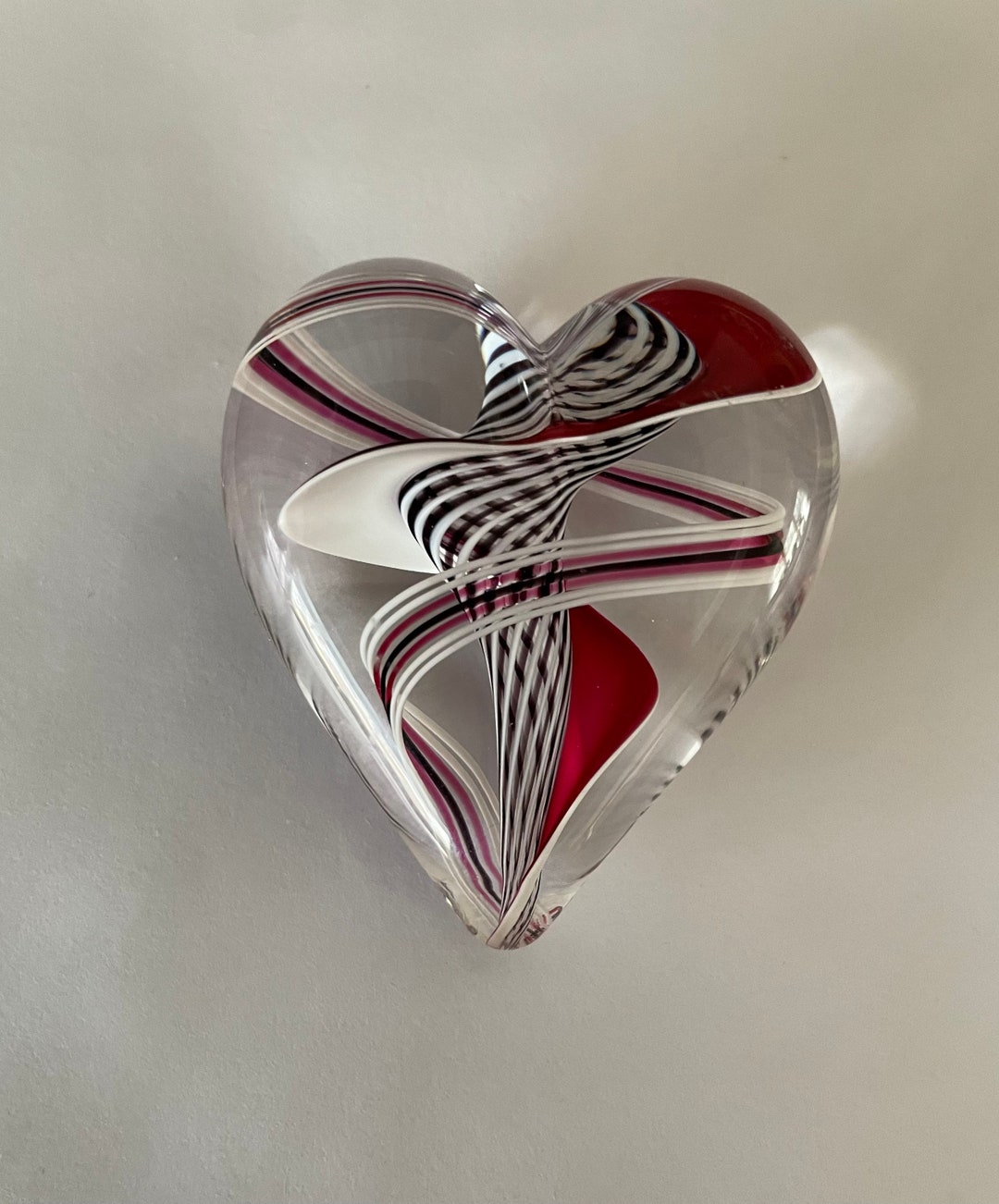 Steven Maslach Cuneo Furnace Art Glass Heart Red Black White - Etsy