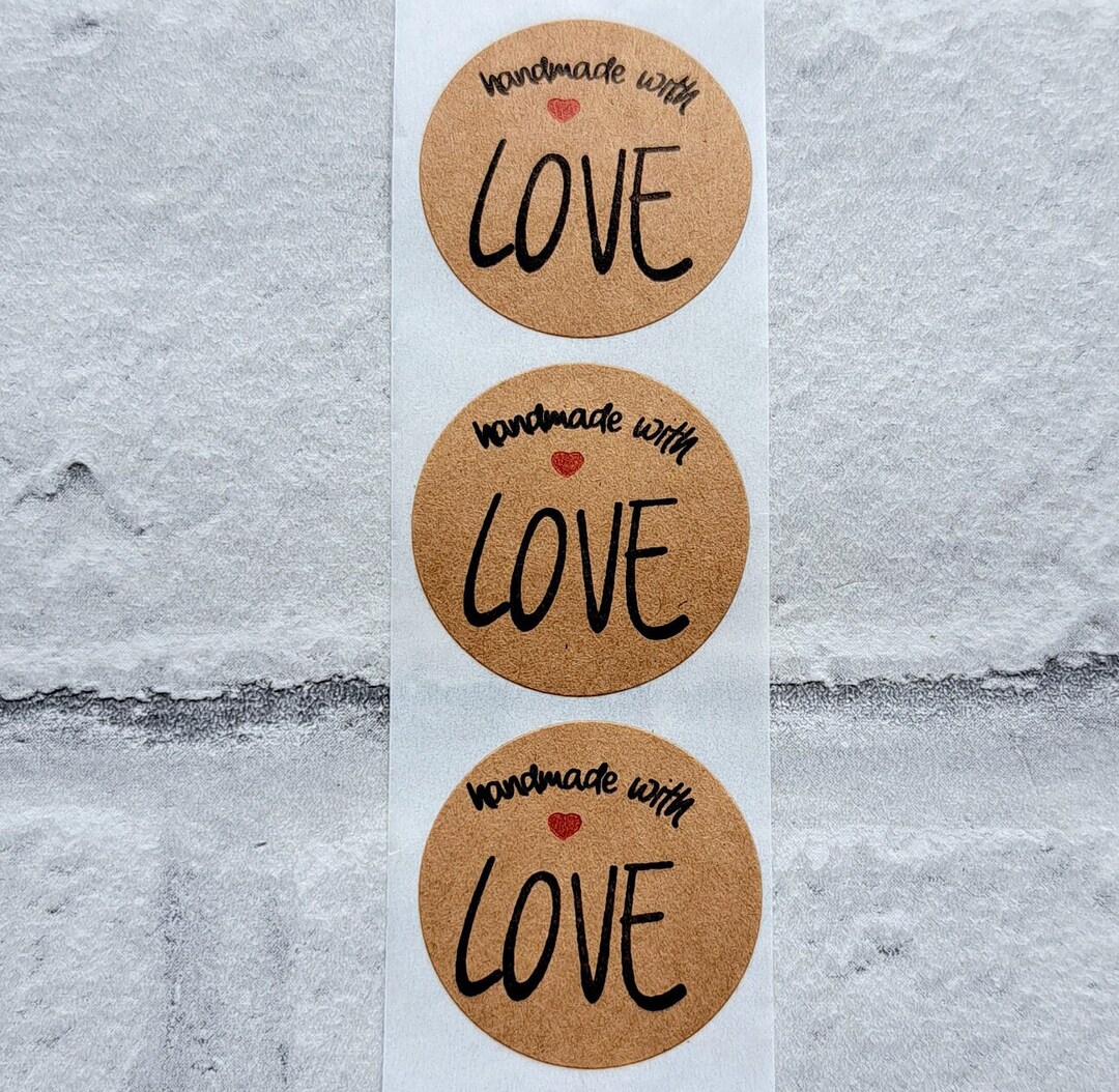 100 X Handmade With Love Stickers Round Parcel Labels Small Business - Etsy
