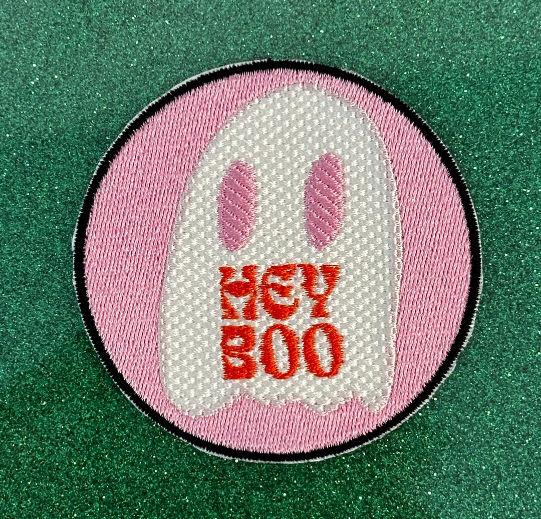 Hey Boo Halloween Ghost Embroidered Iron on Patch - Etsy