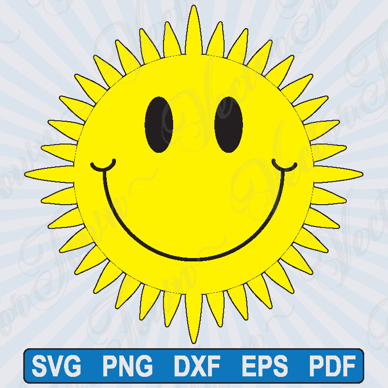 Sun Smiley Smilie Cricut Crafting SVG Sunshine Happy - Etsy