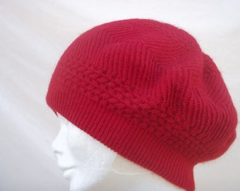 Knit Red Angora Cap - Etsy