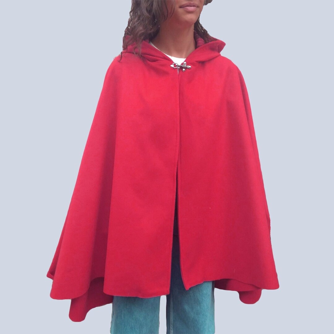 Made in Italy Wool Cape Coat With Hood, Wheeled Wool Poncho, Cape With ...