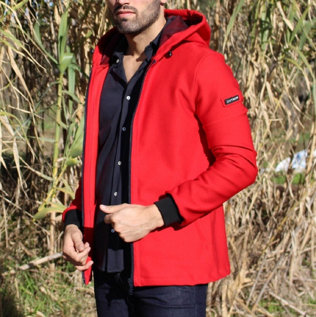 Red Jacket for Men, Thermal Jacket, Full Zip Jacket, Italian Men's ...