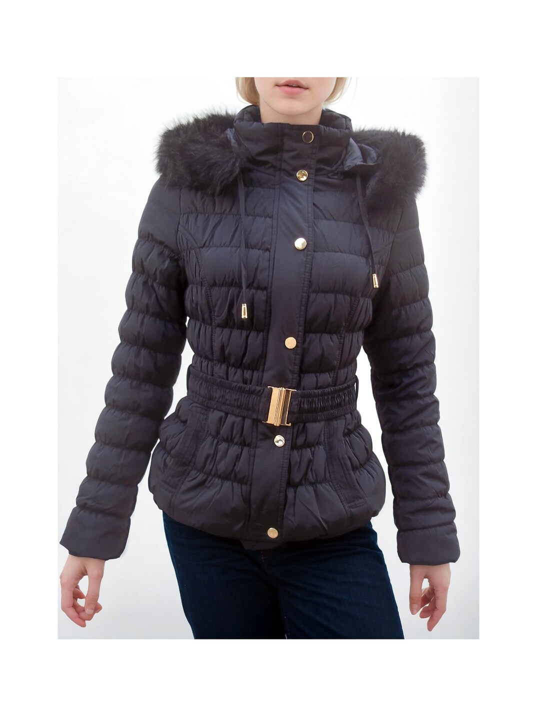 Puffer Jacket With Detachable Hood and Fur, Winter Bomber Jacket ...