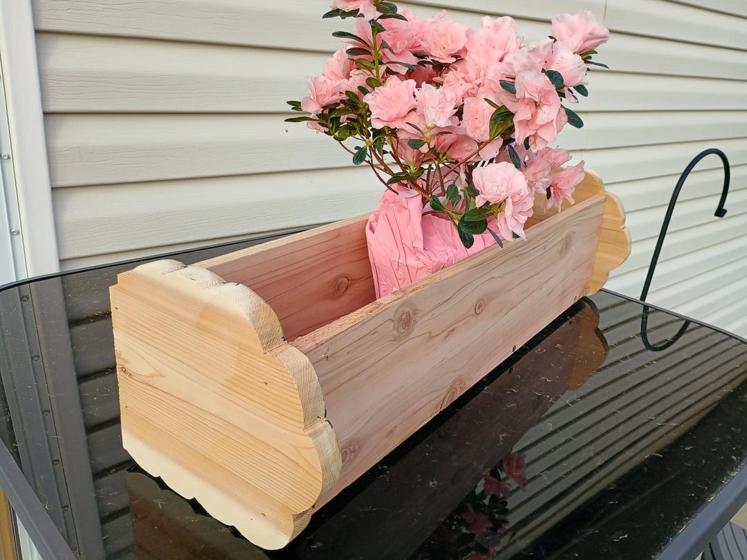 25.5" Cedar Windowbox Flower Holder Windowbox Ledge Planterbox Paintable Windowbox Natural Cedar ...