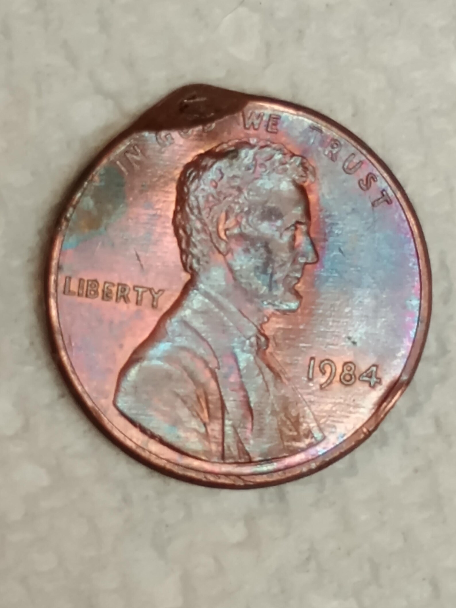 1984 Lincoln Memorial Penny Indent Error Several Strike Through on the ...