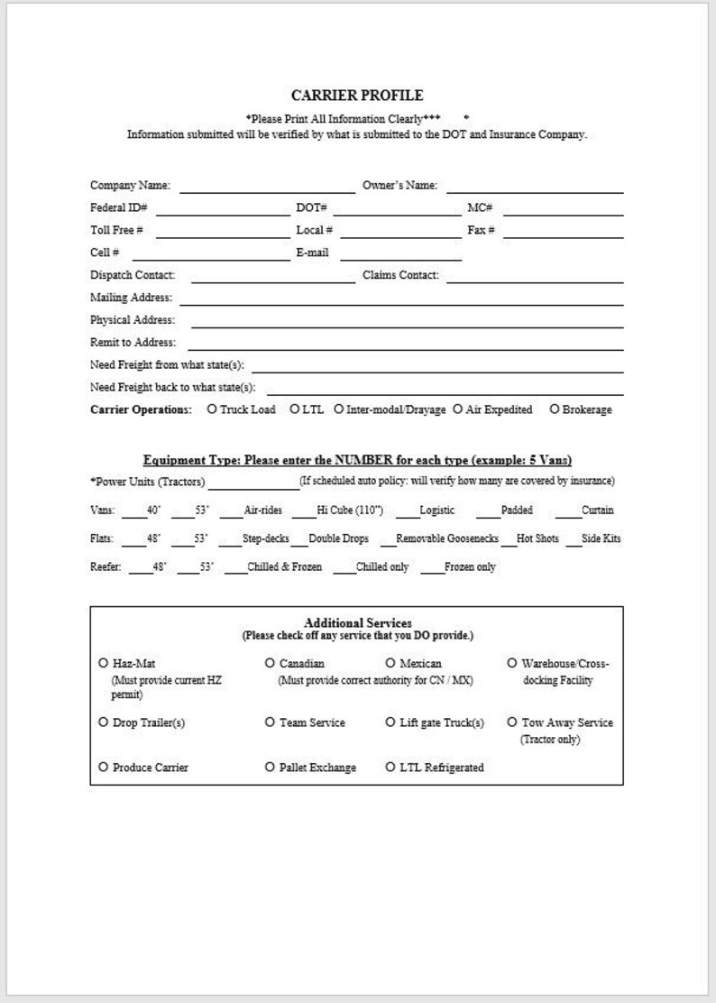 Carrier Packet ︱ Broker Template ︱carrier Agreement ︱ Trucking Company ...