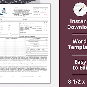 Fence Proposal Contract Template Estimateconstruction - Etsy
