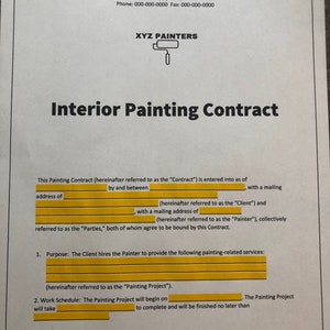 Painting Company Contract ︱agreement ︱painter ︱template ︱proposal - Etsy