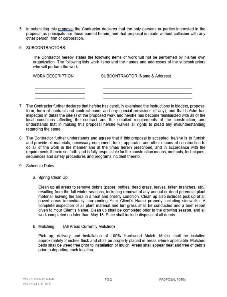 Landscape Maintenance Template ︱contract ︱lawn Care ︱agreement ...