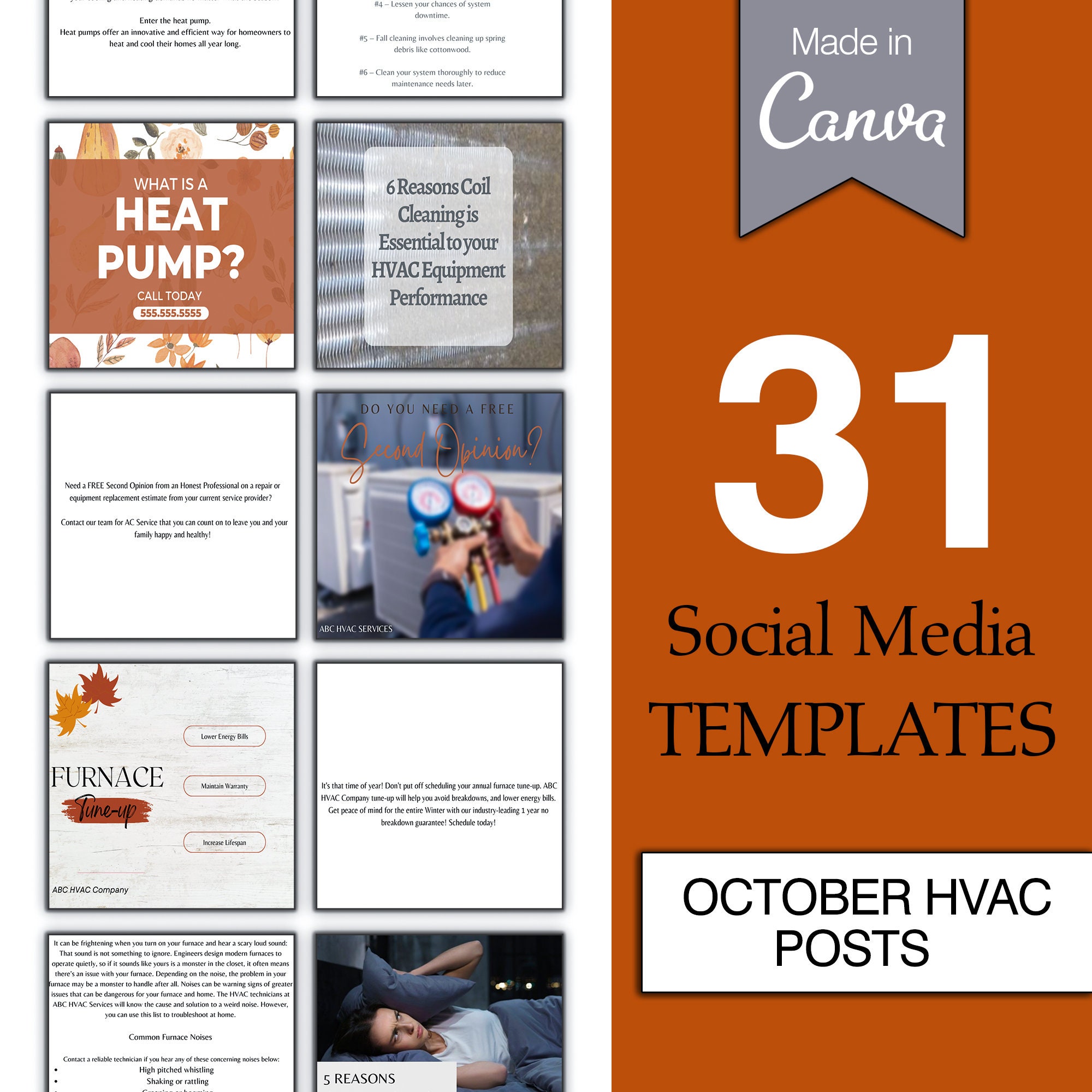 HVAC ︱october Social Media Posts ︱heating & Cooling Fall︱ Now Includes ...
