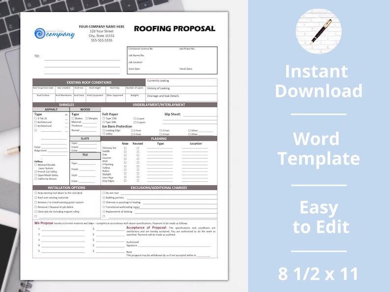 Roof ︱estimate ︱roofing︱ Installation ︱ Contract ︱proposal ︱agreement ...