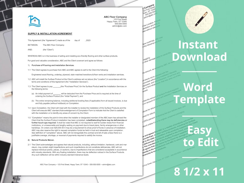 Floor Installation Contract ︱ Proposal ︱estimate ︱agreement ...