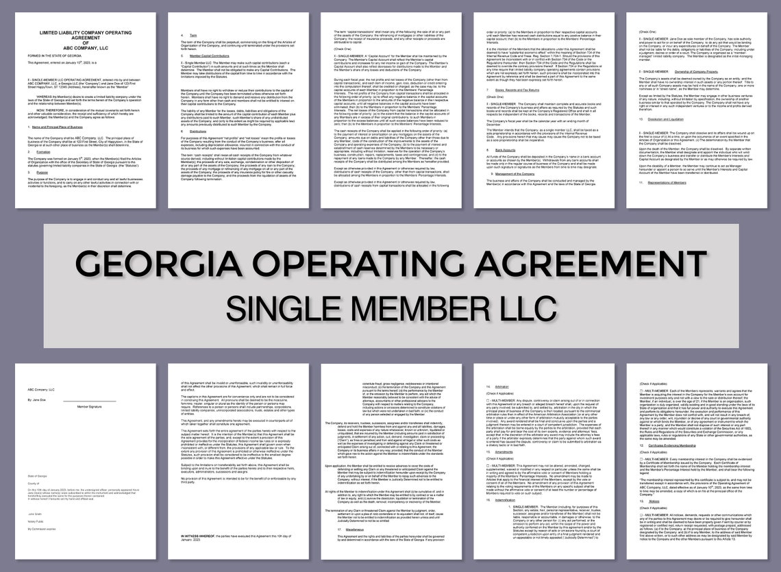 Georgia Operating Agreement ︱template ︱LLC ︱instant Download ︱single ...