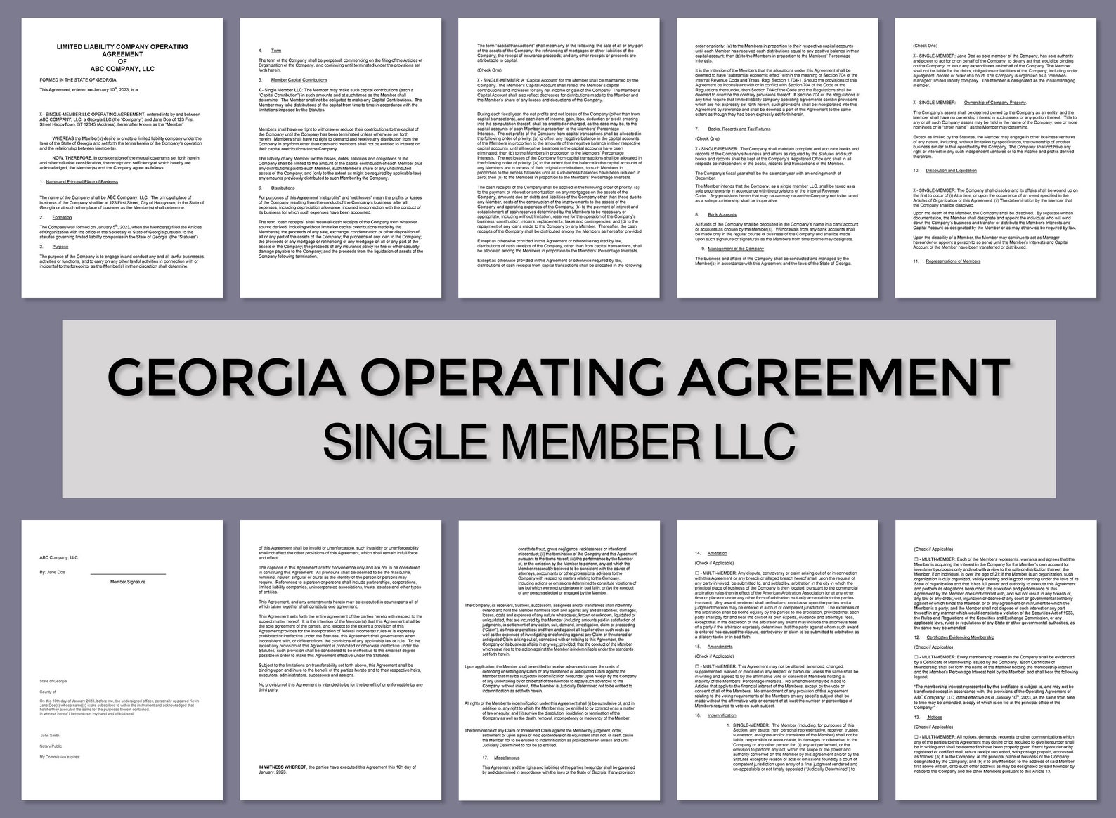 Georgia Operating Agreement ︱template ︱LLC ︱instant Download ︱single ...