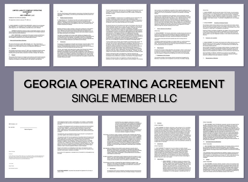 Georgia Operating Agreement ︱template ︱LLC ︱instant Download ︱single ...