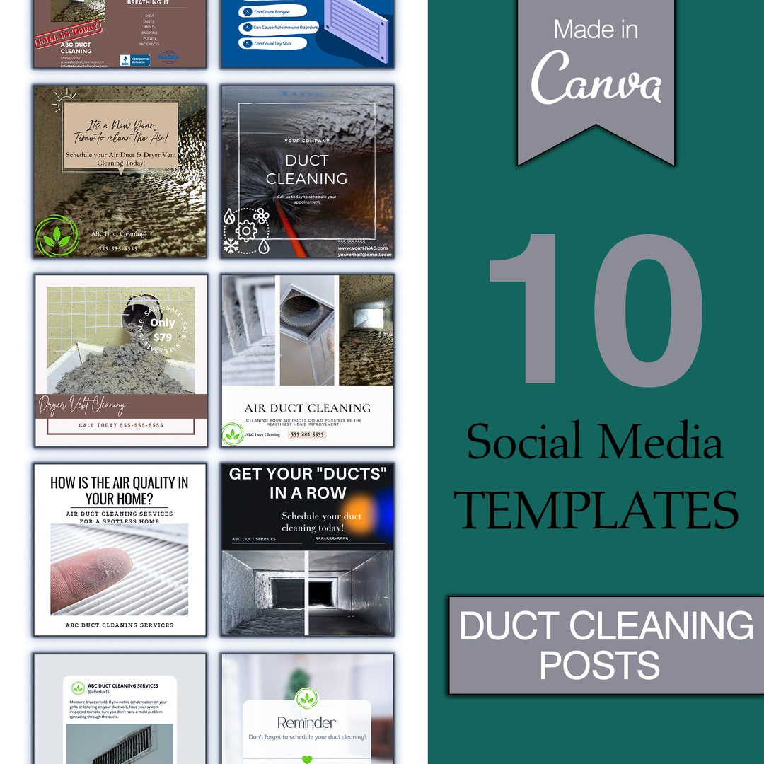 Duct Cleaning Posts ︱instant Download ︱customizable in Canva ︱air Ducts ...