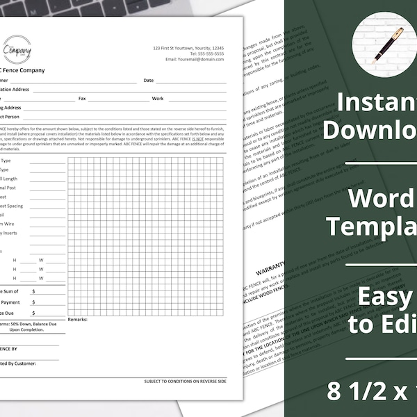 Split Invoice Form estimate fencing installation Contract neighbor ...