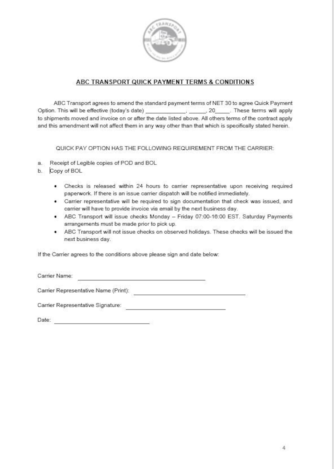 Carrier Agreement Package Broker Template carrier Agreement Setup ...