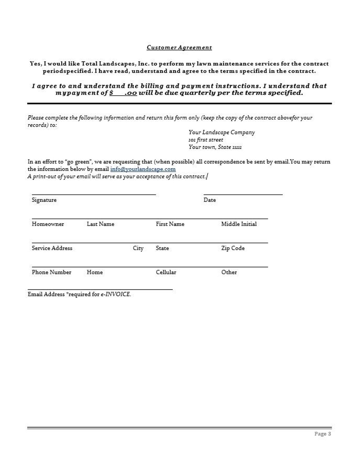 Lawn Services Maintenance Agreement ︱contract ︱template ︱landscaping ...