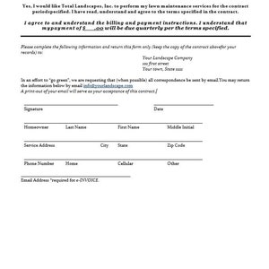 Lawn Services Maintenance Agreement ︱contract ︱template ︱landscaping ...