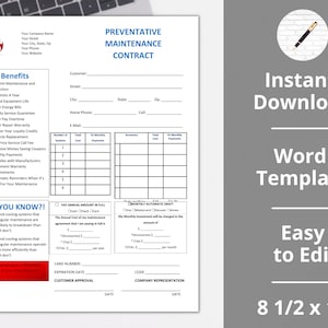 HVAC Preventative Maintenance Contract ︱ Template︱ Service Contract ...