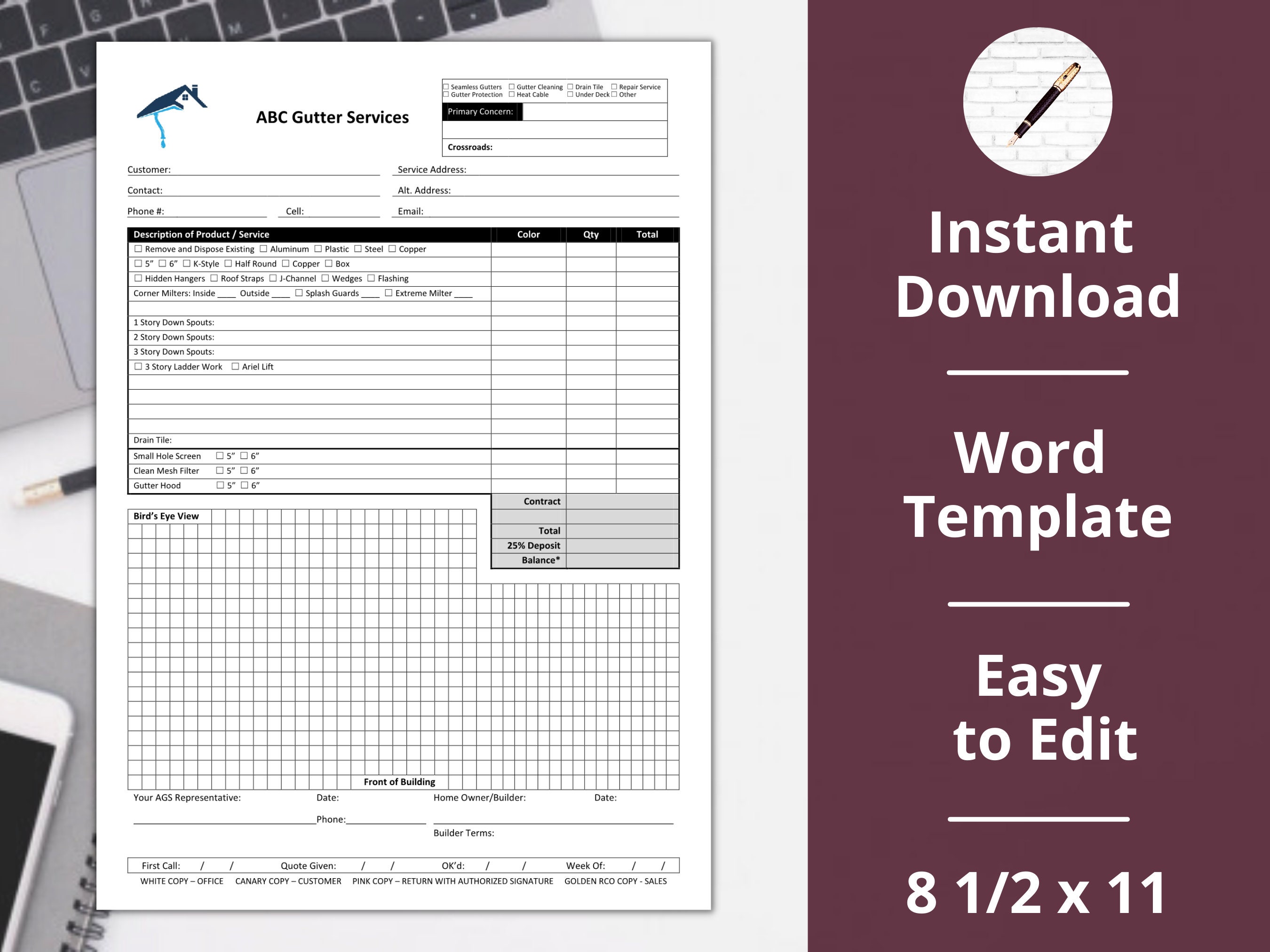 Gutter repair Installation Template Invoice Estimate - Etsy Gutter repair Installation Template Invoice Estimate - Etsy