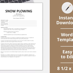 Snow Removal ︱ Snow Plowing Agreement ︱ Template ︱seasonal Snow ...