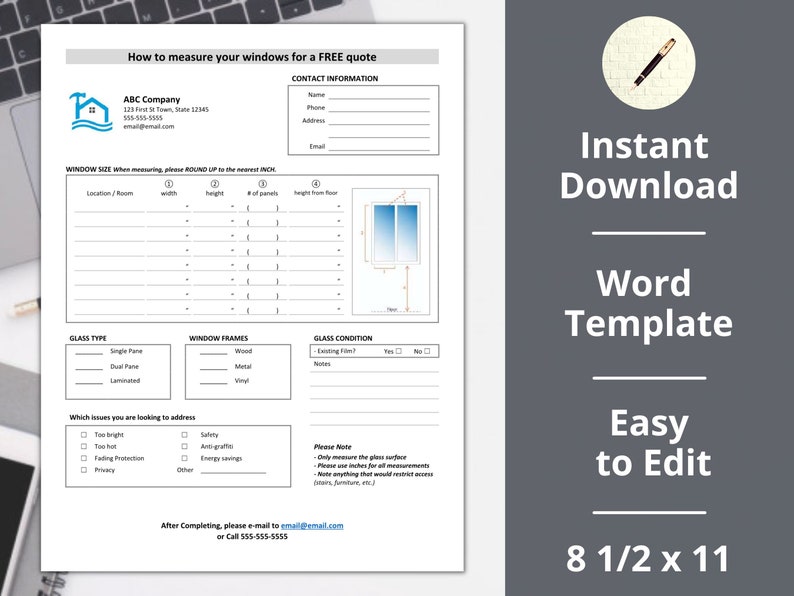 Window Estimate Form ︱ Window Installation ︱ Replacement ︱instant ...